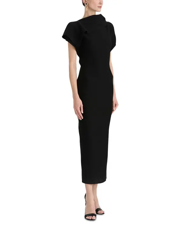 Oscar De La Renta Drape Neck Slim Knit Dress
