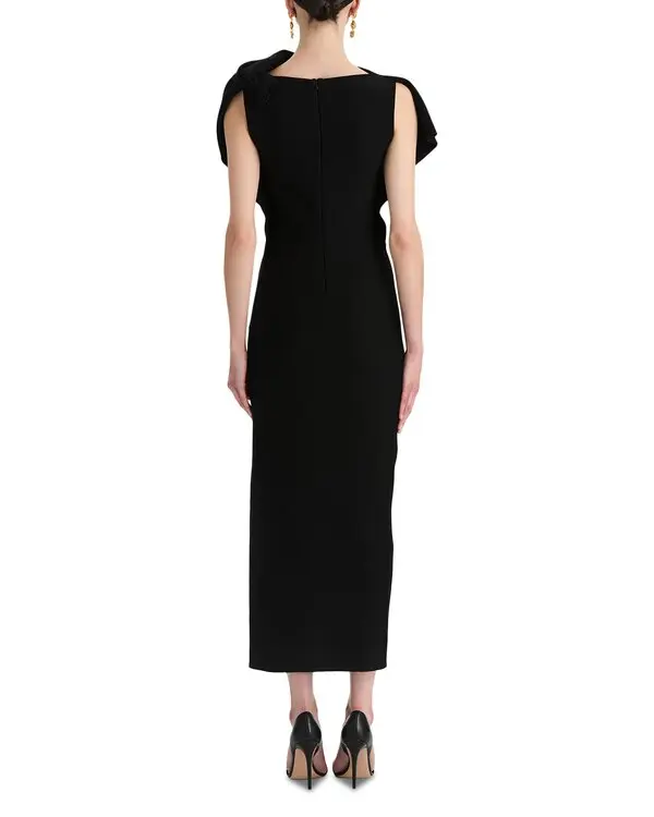Oscar De La Renta Drape Neck Slim Knit Dress