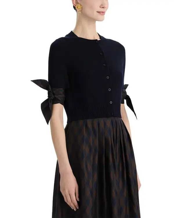 Oscar De La Renta Argyle Tie Knit Cardigan
