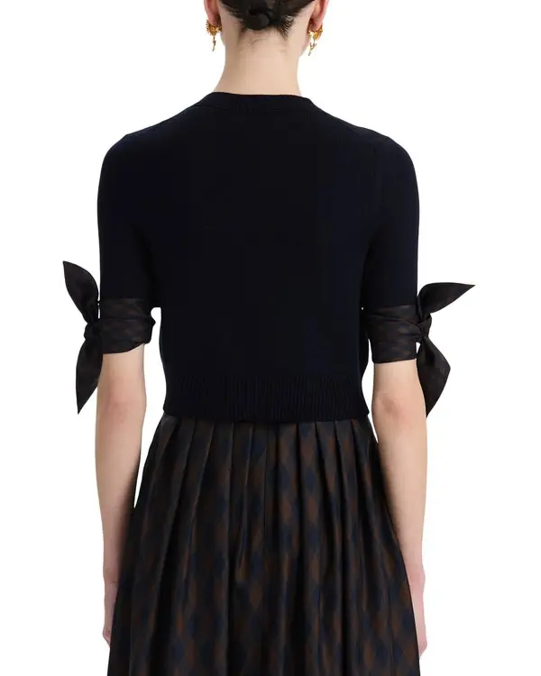 Oscar De La Renta Argyle Tie Knit Cardigan