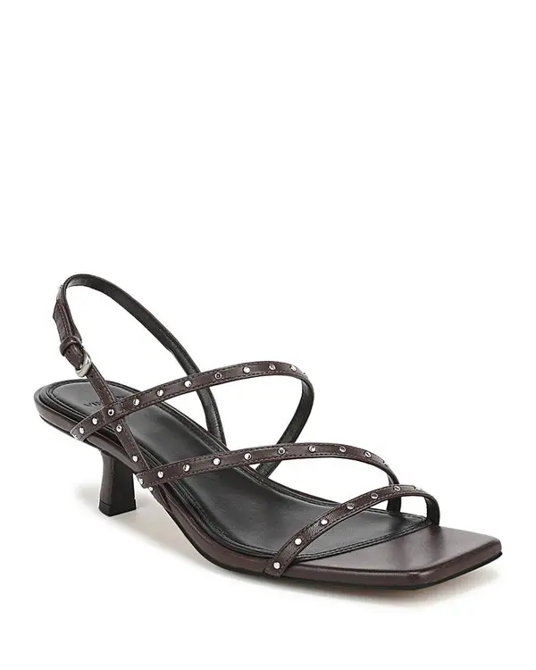 Vince Studded Strappy Sandals - Dark Ganache