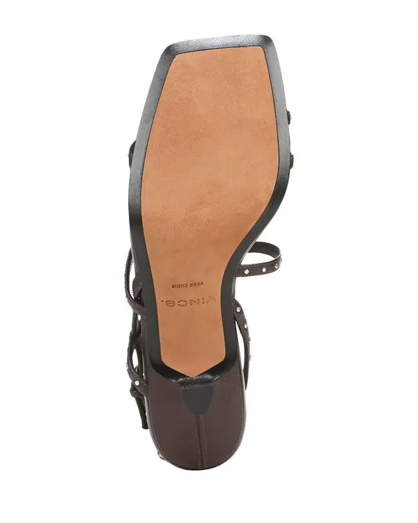 Vince Studded Strappy Sandals - Dark Ganache