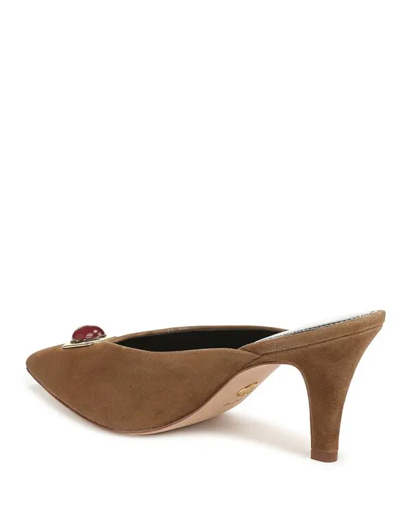 Veronica Beard Rochelle Cabochon Suede High Heel Mules