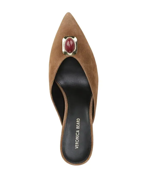 Veronica Beard Rochelle Cabochon Suede High Heel Mules