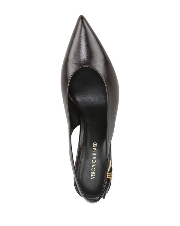 Veronica Beard Luciana Leather Slingbacks - Burgundy