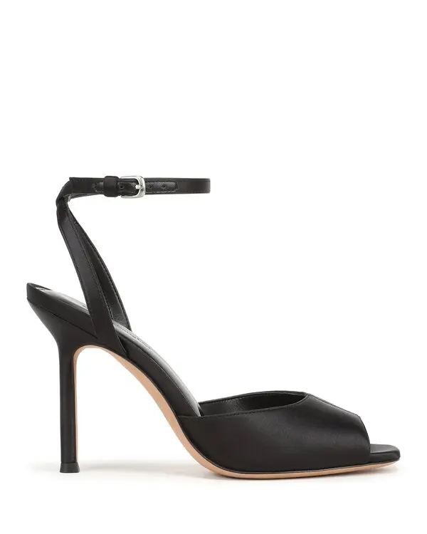 FAVORITE DAUGHTER Yasmine Peep Toe Stiletto Sandals - Black Fabric