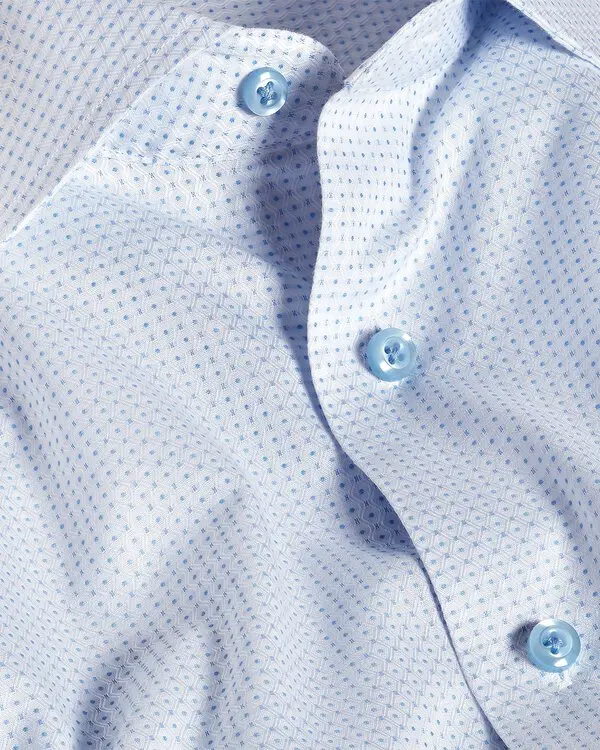 David Donahue Trim Fit Dobby Dot Dress Shirt