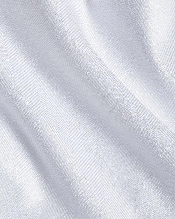 David Donahue Trim Fit Herringbone Contrast Dress Shirt - White