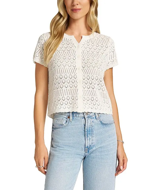 MATTY M Orla V Neck Cardigan - Ivory