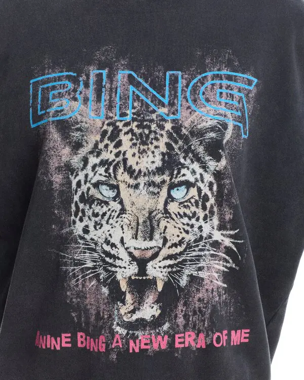 ANINE BING Miles Leopard Graphic Cotton Sweatshirt