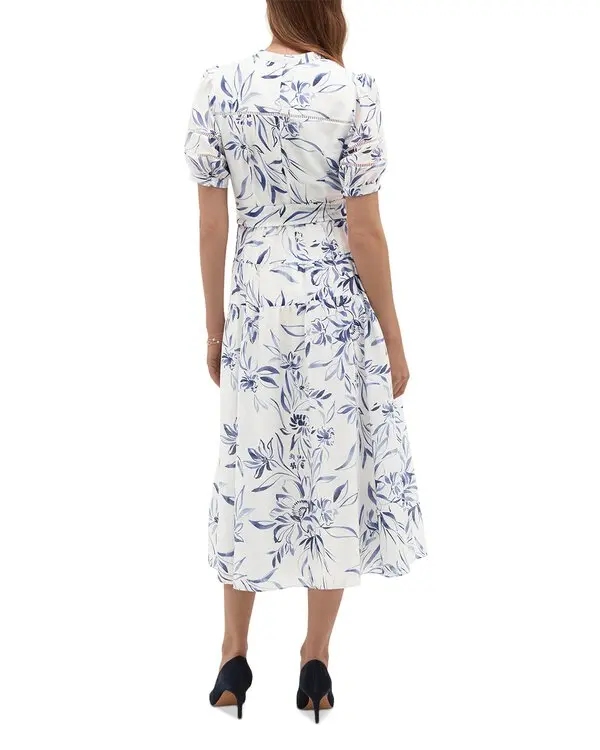 HOBBS LONDON Annabella Printed Tie Waist Midi Dress - Ivory Midnight