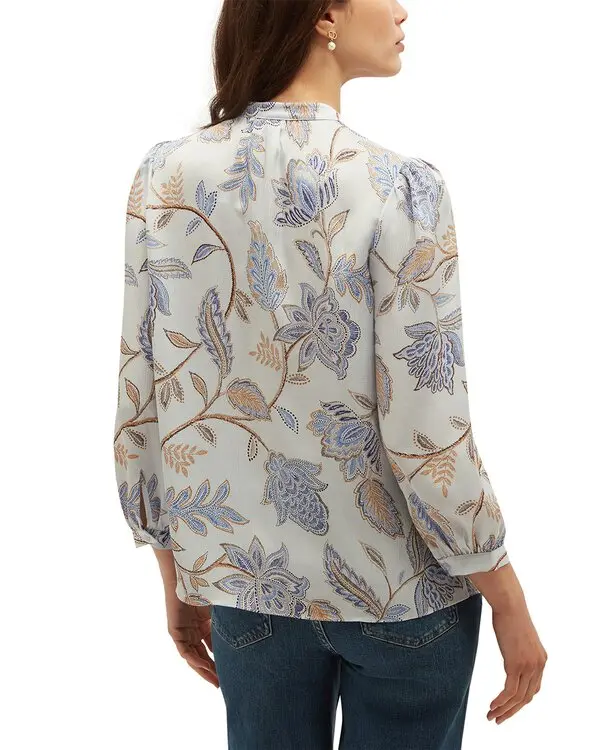 HOBBS LONDON Malia Printed Tie Neck Blouse