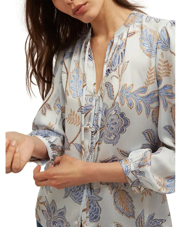 HOBBS LONDON Malia Printed Tie Neck Blouse