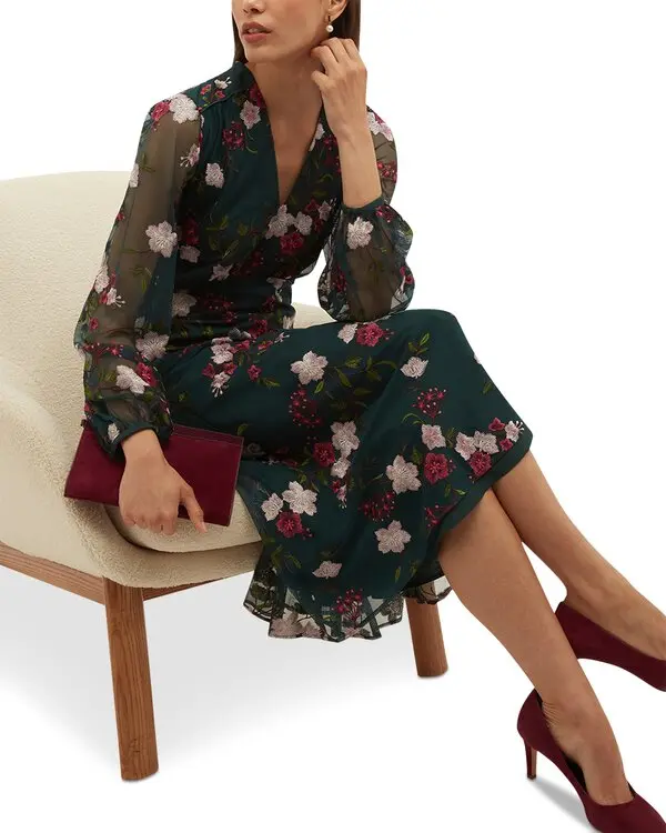 HOBBS LONDON Flo Embroidered Midi Dress