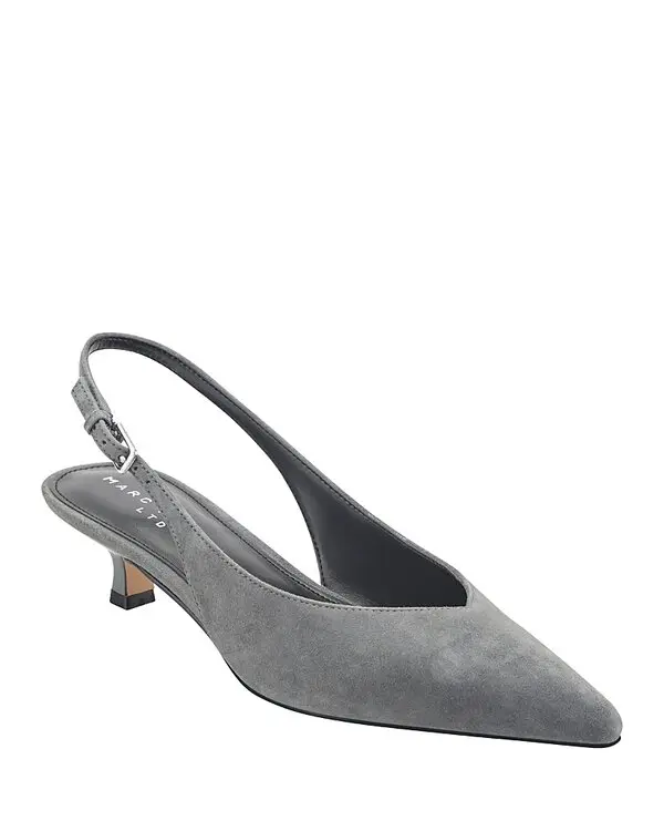 MARC FISHER LTD. Luciey Pointed Suede Slingback Pumps - Dark Gray