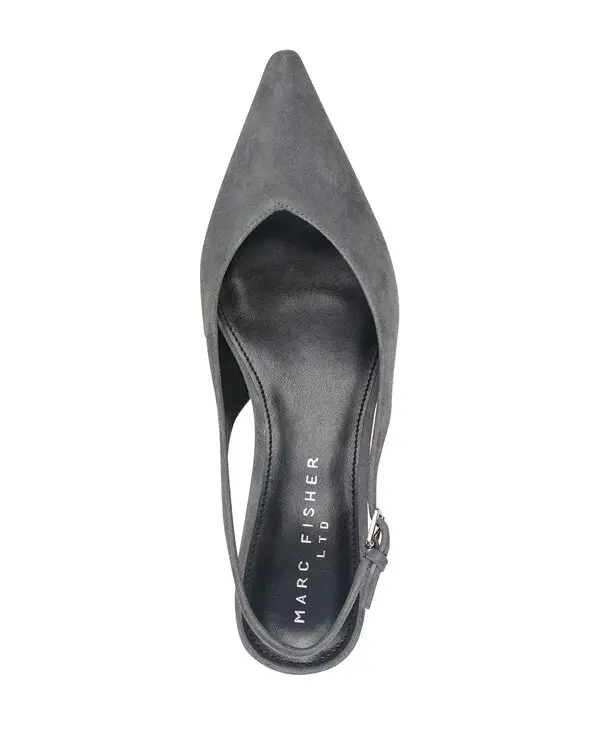 MARC FISHER LTD. Luciey Pointed Suede Slingback Pumps - Dark Gray