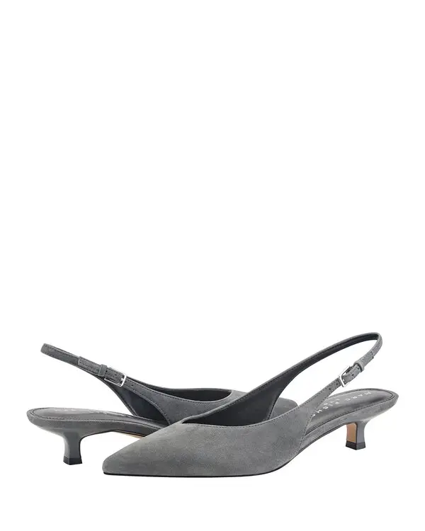 MARC FISHER LTD. Luciey Pointed Suede Slingback Pumps - Dark Gray