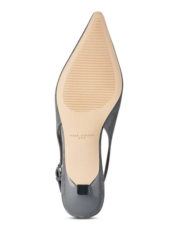 MARC FISHER LTD. Luciey Pointed Suede Slingback Pumps - Dark Gray