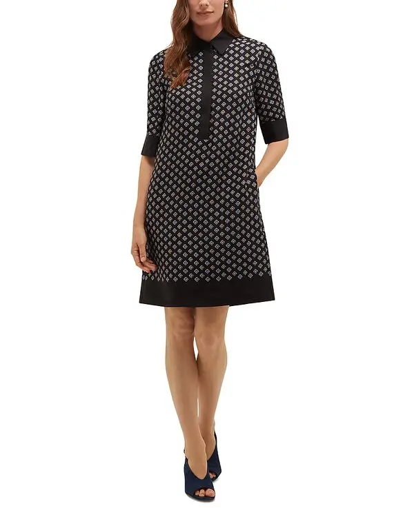HOBBS LONDON Marciella Printed Elbow Sleeve Shift Dress - Navy Multi