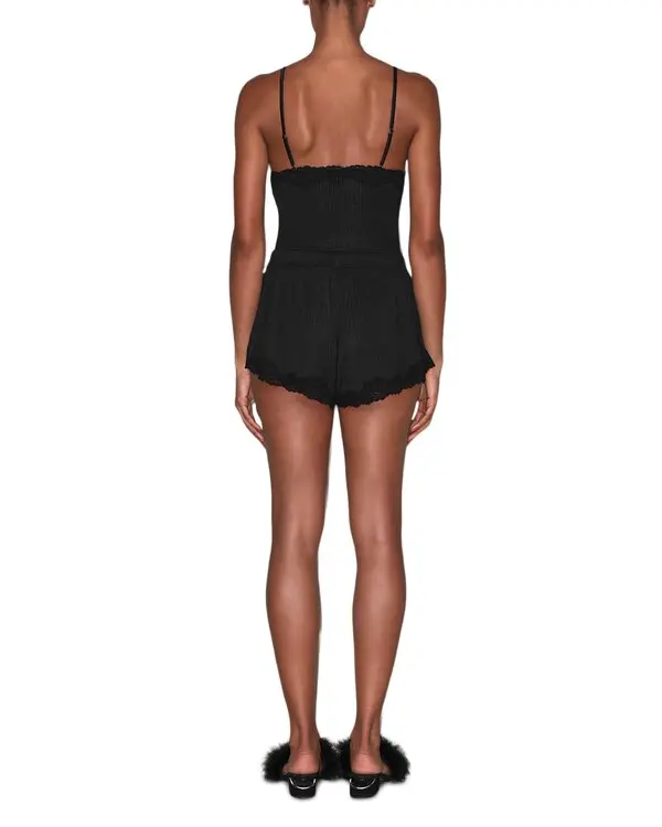 FLEUR DU MAL Butter Rib Flutter Shorts - Black