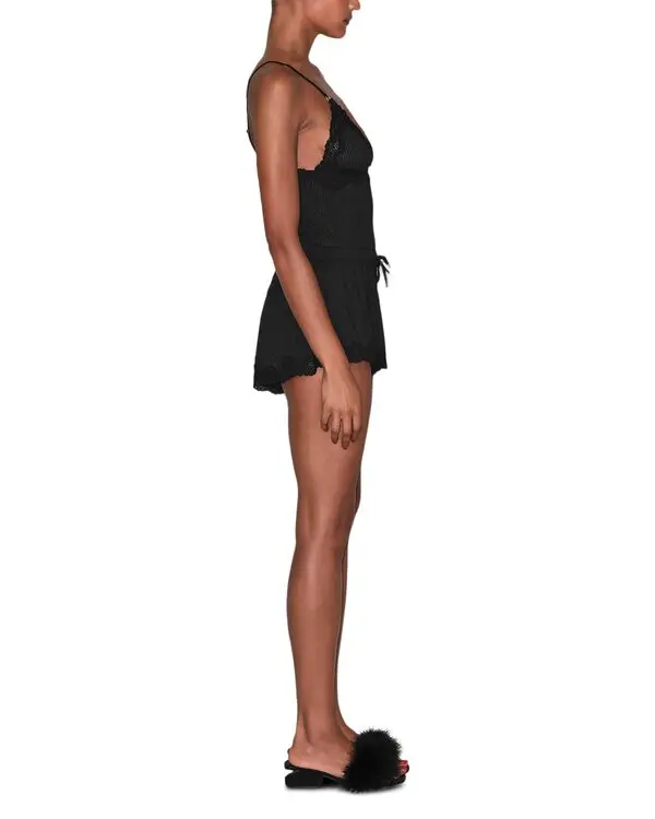 FLEUR DU MAL Butter Rib Flutter Shorts - Black