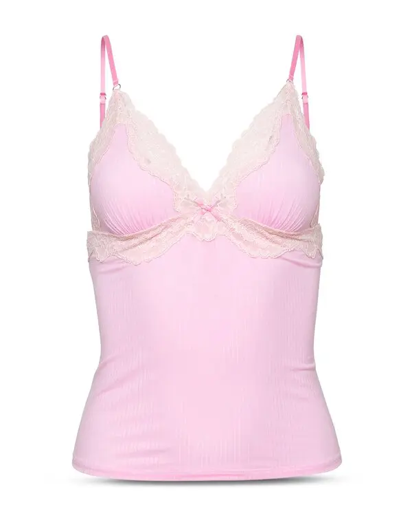 FLEUR DU MAL Butter Rib Camisole Top - Bubblegum