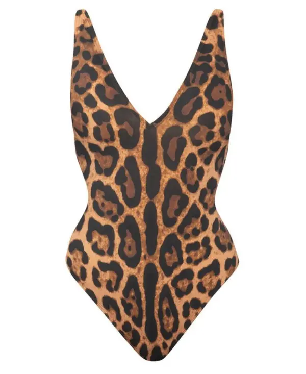 TA3 Mega Sculpting Brazilian Cut Deep Plunge Keyhole One Piece Swimsuit - Symmetric Leopard