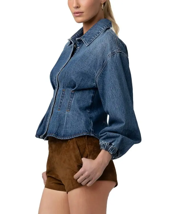 Blanknyc Cotton Denim Peplum Shirt