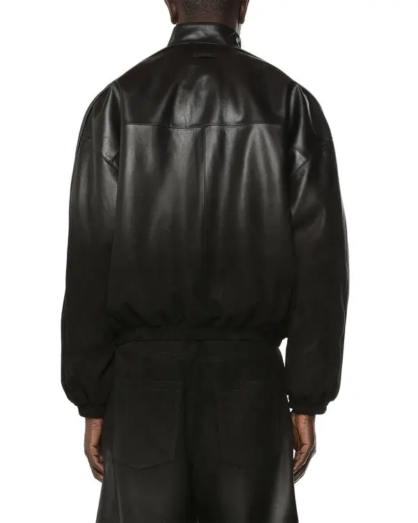 PURPLE BRAND Leather Zip Track Jacket