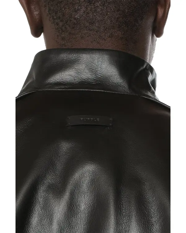 PURPLE BRAND Leather Zip Track Jacket