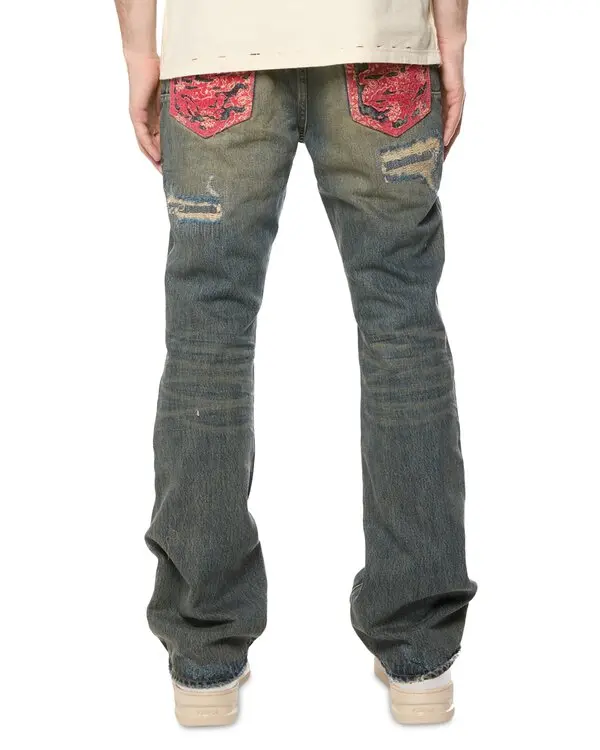 PURPLE BRAND Quilted Destroy Bootcut Jeans