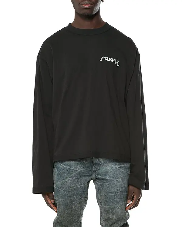 PURPLE BRAND Cropped Screen Print Logo Shirt