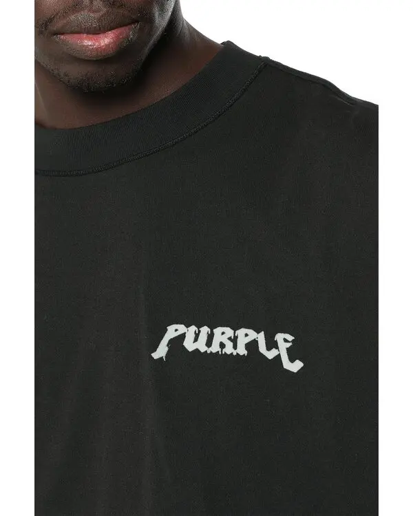 PURPLE BRAND Cropped Screen Print Logo Shirt