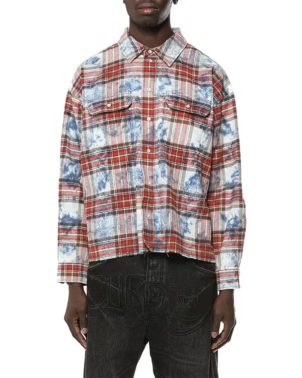 PURPLE BRAND Embellished Plaid Cotton Shirt