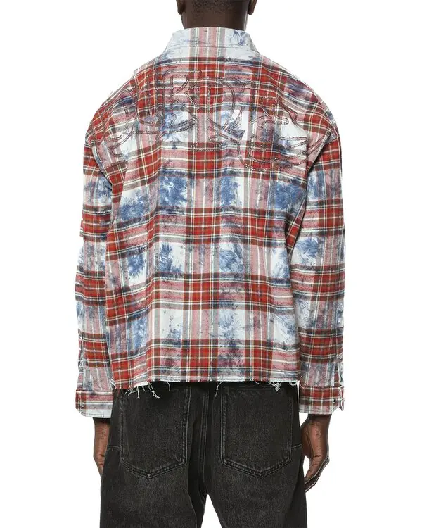 PURPLE BRAND Embellished Plaid Cotton Shirt