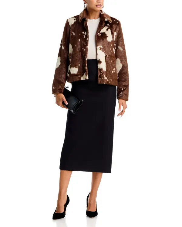 Aqua Faux Fur Cow Print Jacket
