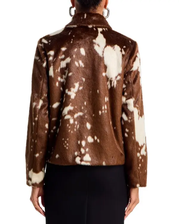 Aqua Faux Fur Cow Print Jacket