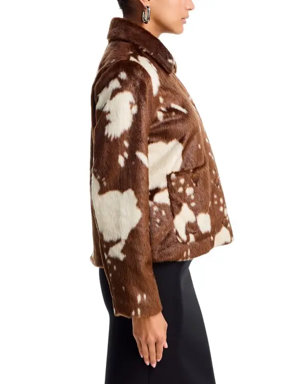 Aqua Faux Fur Cow Print Jacket