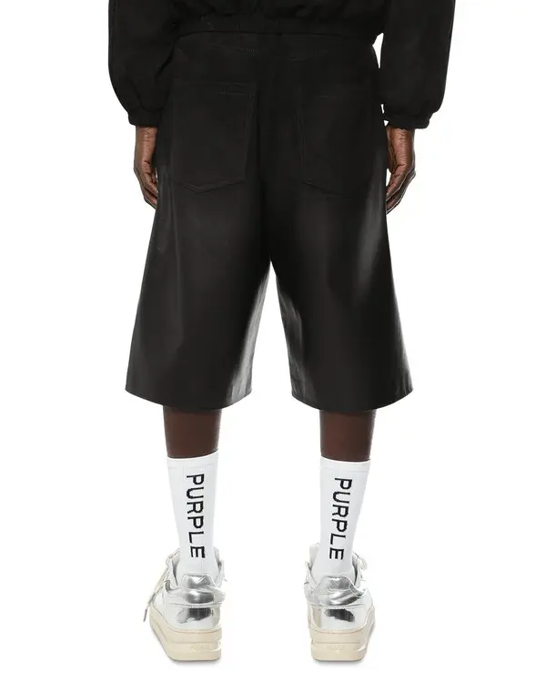 PURPLE BRAND Relaxed 13.5" Leather Track Shorts
