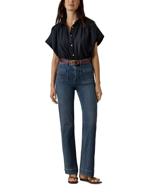 Faherty Brand Heirloom Dobby Lucia Cotton Top - Black