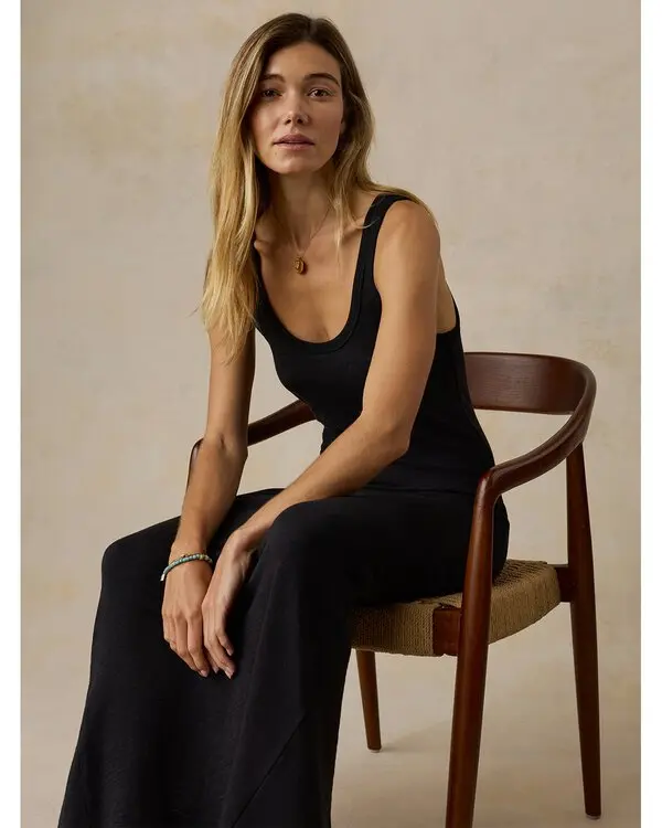Faherty Brand Cotton Sunwashed Slub Pocket Tank Dress - Black