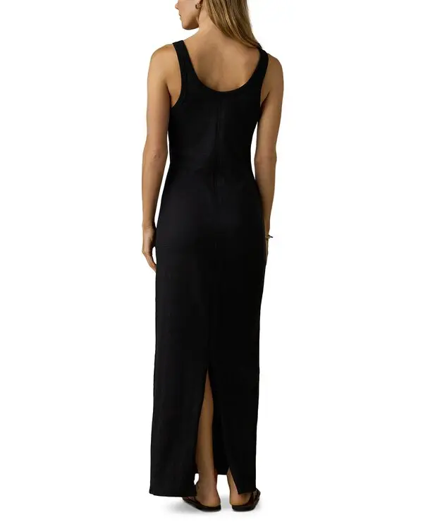 Faherty Brand Cotton Sunwashed Slub Pocket Tank Dress - Black