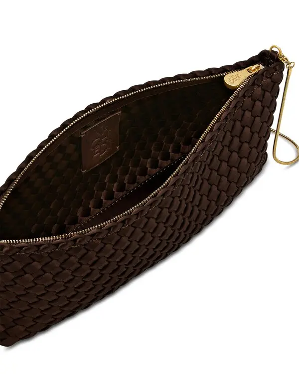 NAGHEDI Gala Woven Satin Chain Clutch - Chocolate