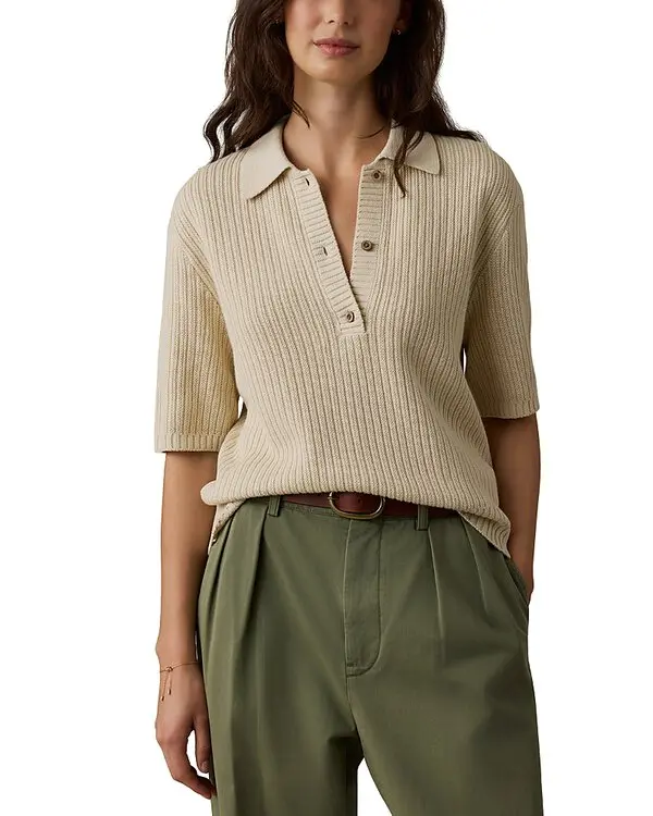 Faherty Brand Miramar Short Sleeve Linen Cotton Polo - Summer Sand
