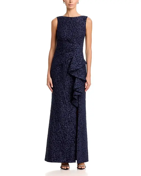 Eliza J Sleeveless Ruffle Front Gown