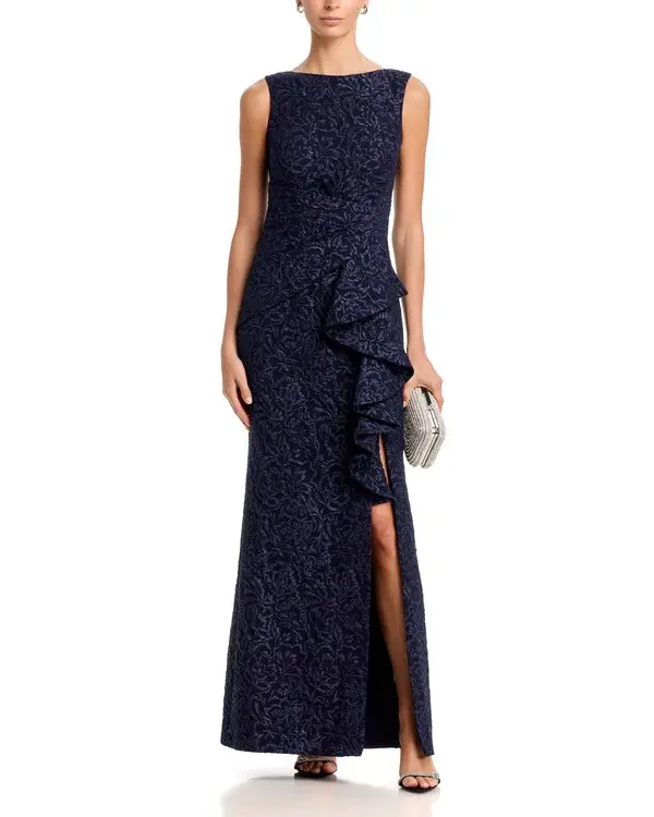 Eliza J Sleeveless Ruffle Front Gown
