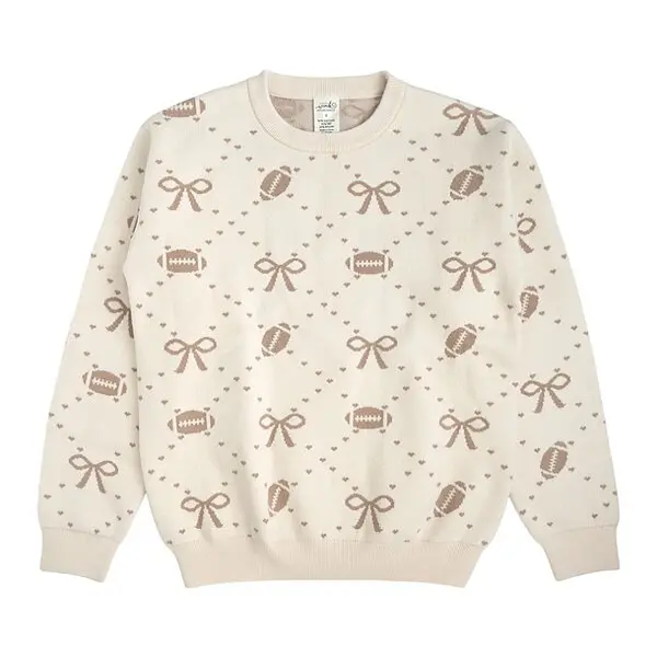 SWEET WINK Football And Bows Patterned Sweater