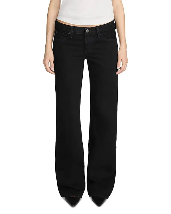 FRAME The Pixie Gray Cotton Low Rise Bootcut Jeans - Black