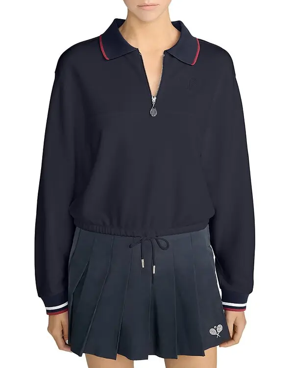 FRAME Tennis Quarter Zip Pullover Sweatshirt - Navy