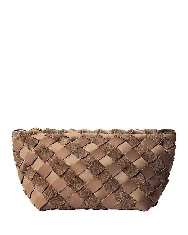 NAGHEDI Large Woven Stripe Suede & Fabric Clutch